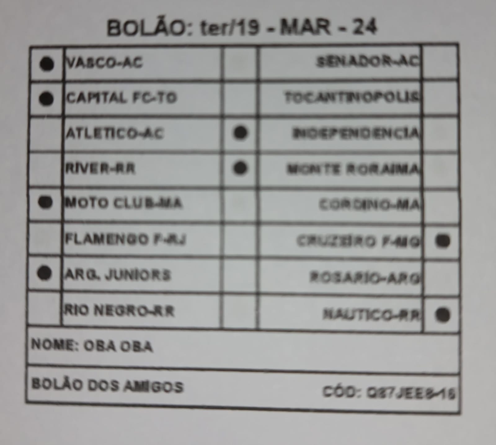 Cartelas Premiadas - Bolões | Palpites Online