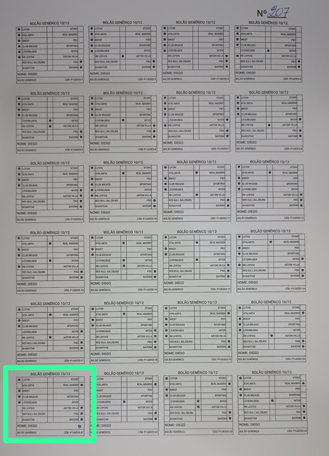 Cartelas Premiadas - Bolões | Palpites Online