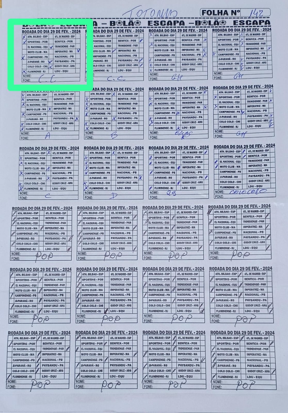 Cartelas Premiadas - Bolões | Palpites Online